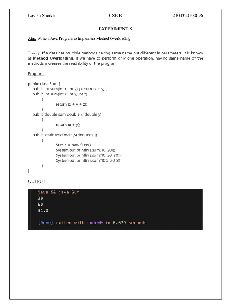 Doc1 5 | PDF | Inheritance (Object Oriented Programming) | Method (Computer Programming)