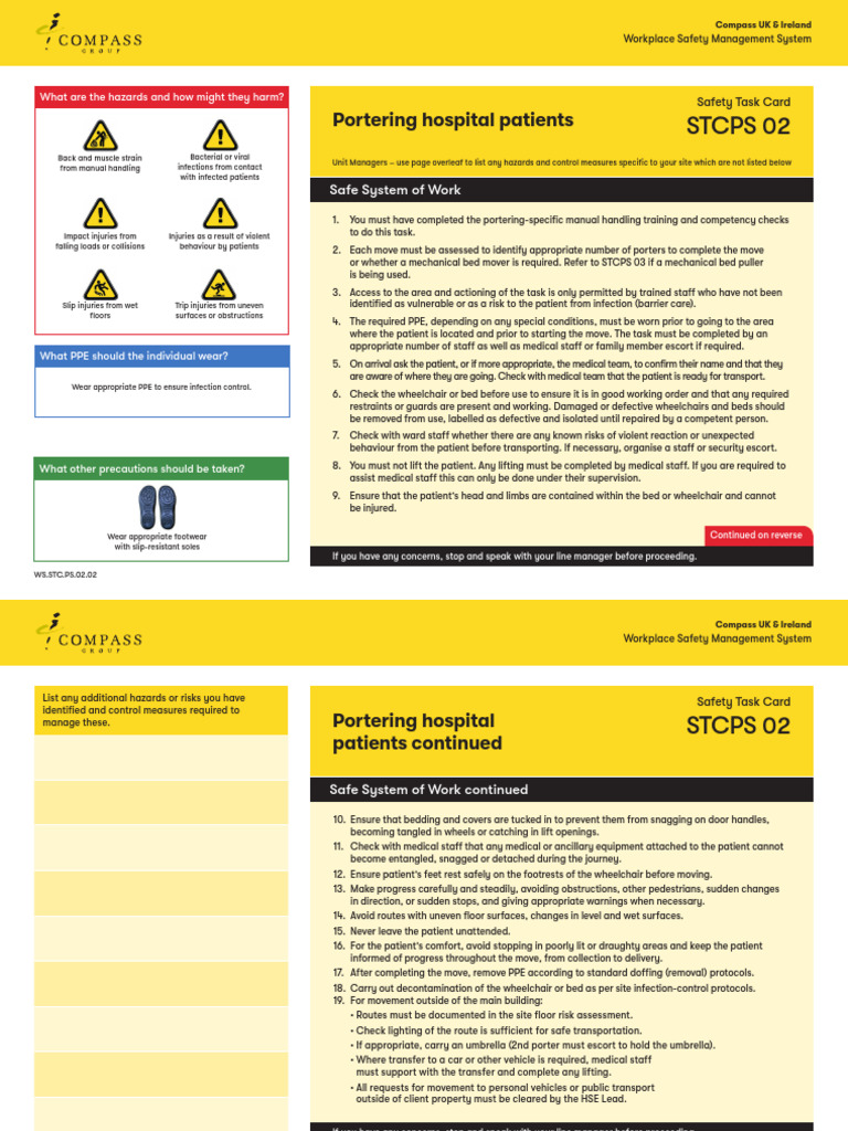 Stcps 02 Portering Hospital Patients | PDF | Personal Protective ...