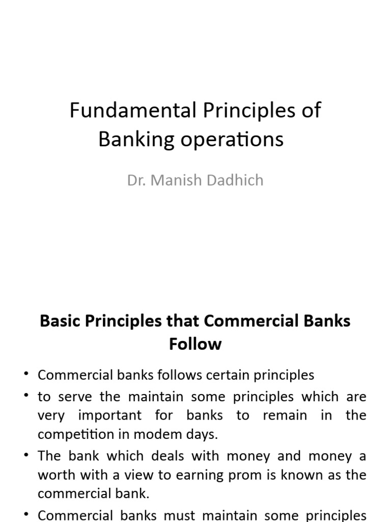 Fundamental Principles of Banking Operations | PDF | Banks | Market ...