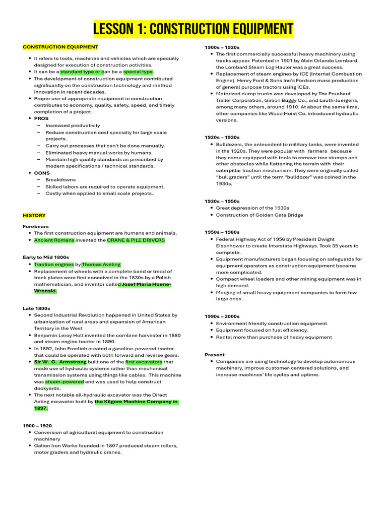 CMPM - Compilation of Lessons | PDF | Loader (Equipment) | Heavy Equipment