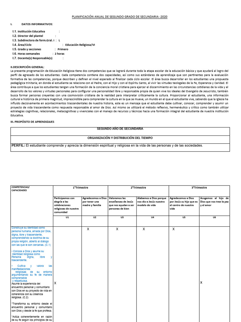 2do-2020 - SECUNDARIA-PLANIFICACIÓN ANUAL y UNIDADES DE SEGUNDO GRADO DE SECUNDARIA | PDF | Fe ...