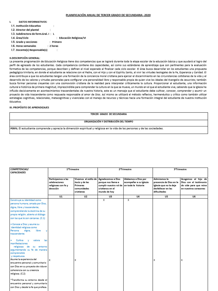 3ro-2020-Secundaria - PLANIFICACIÓN ANUAL y UNIDADES DE TERCER GRADO DE SECUNDARIA | PDF ...