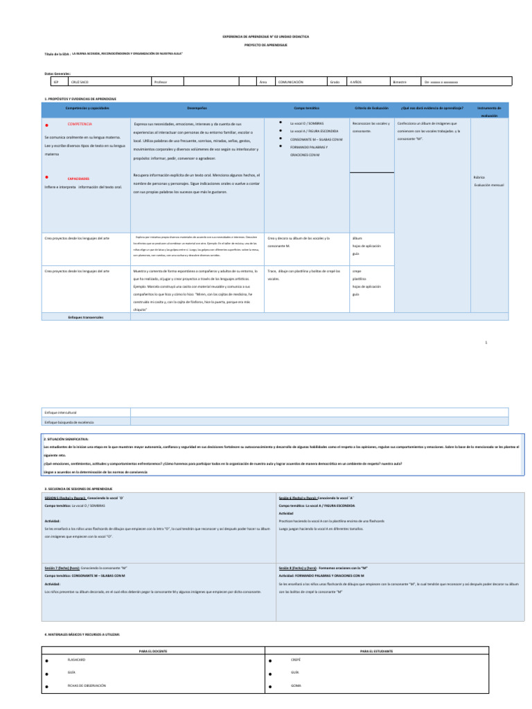 Experiencia Comunicación (Eda 2) | PDF | Aprendizaje | Evaluación