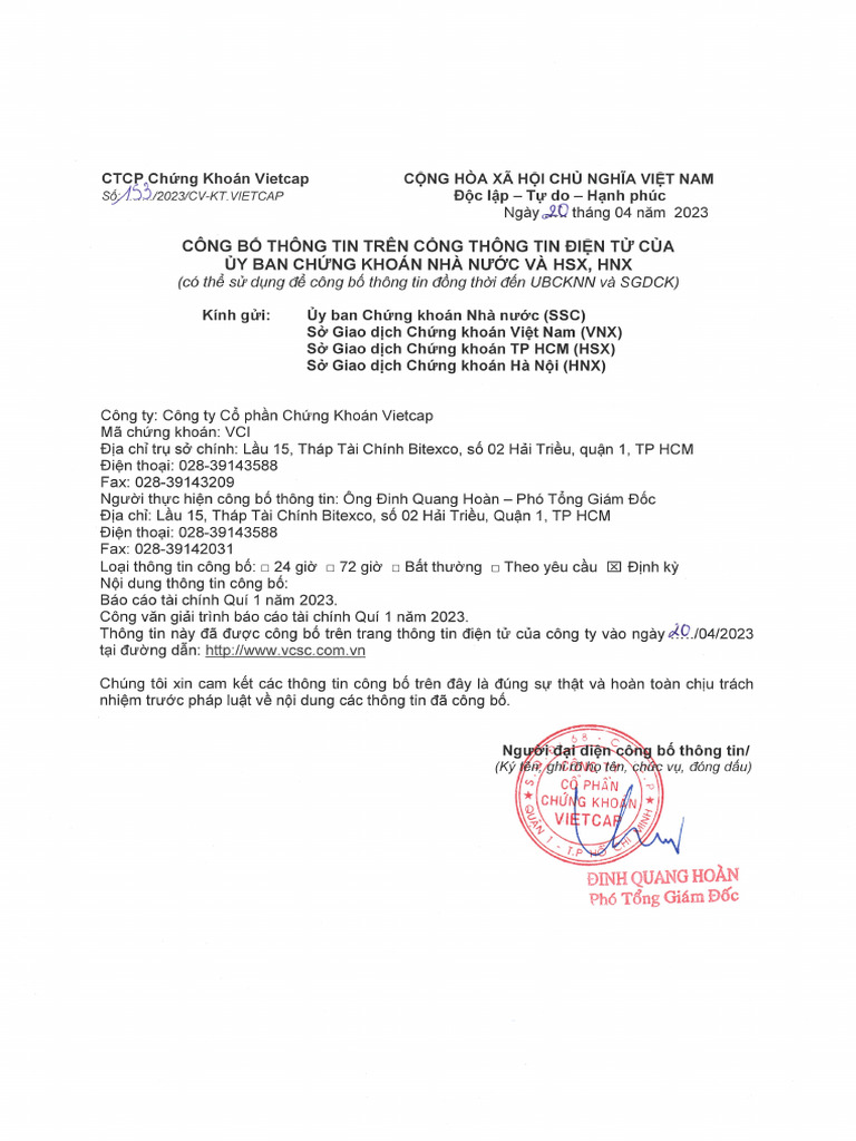 Vci - BCTC - Q1.2023 | PDF