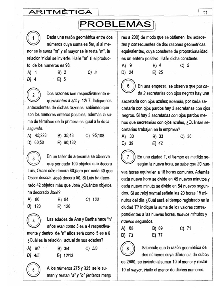 Problemas de Aritmetica 1 | PDF