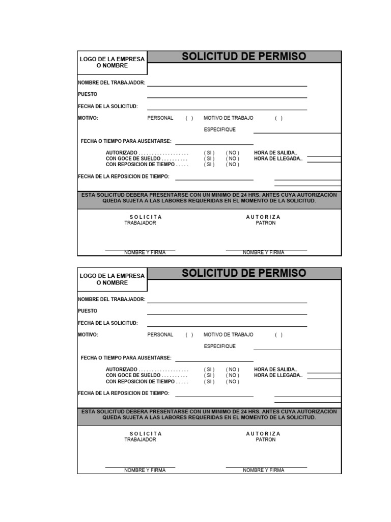 Solicitud de Permiso | PDF