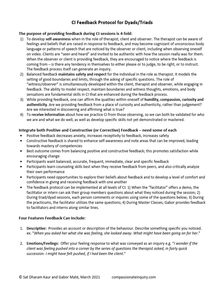 CI_Feedback_Protocol | PDF | Emotions | Compassion