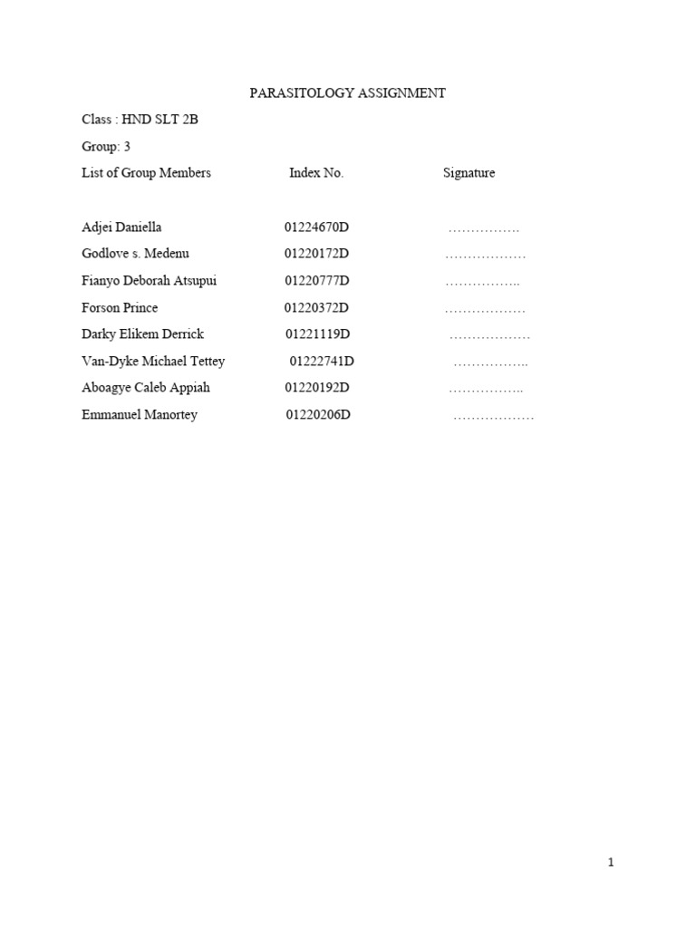 Assignment - Parasite Life Cycles-1 | PDF | Parasitism | Animals And Humans