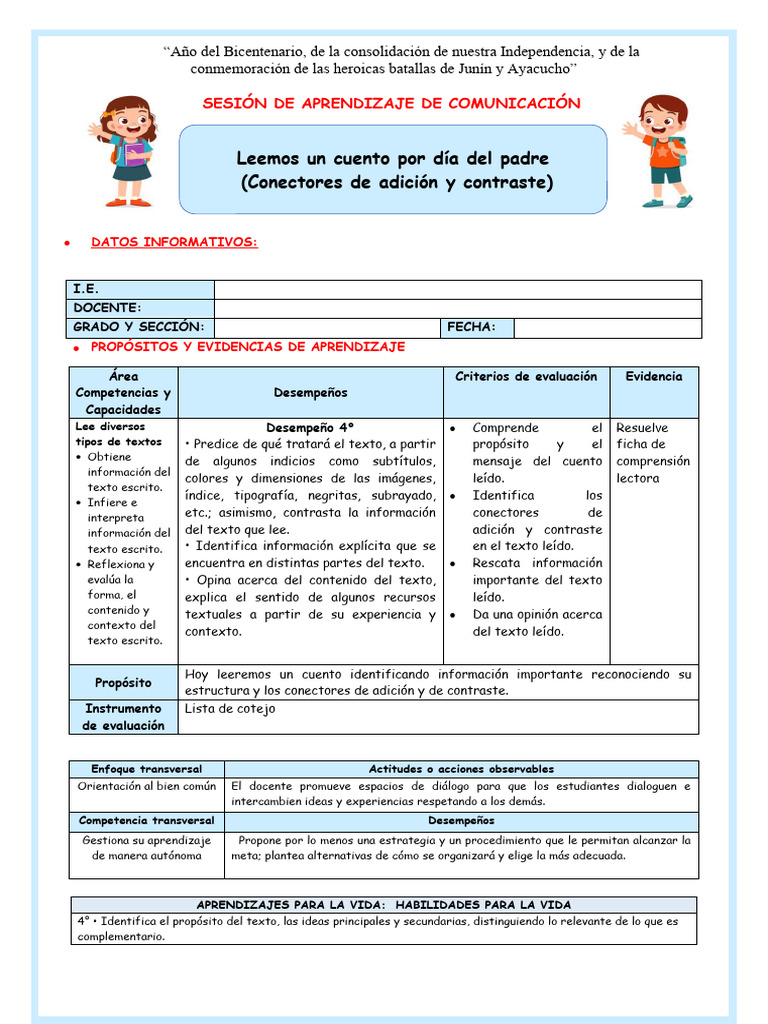 4 Ses Comu Lun10 Cuento Dia Del Padre 933623393 Prof Yessenia Pdf