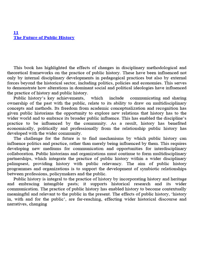 Future Trends in Public History | PDF | Interdisciplinarity | Historian