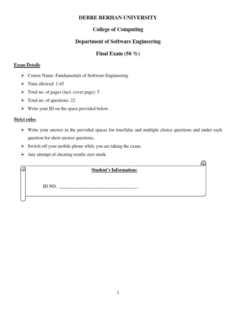 Debre Berhan University College of Computing Department of Software ...