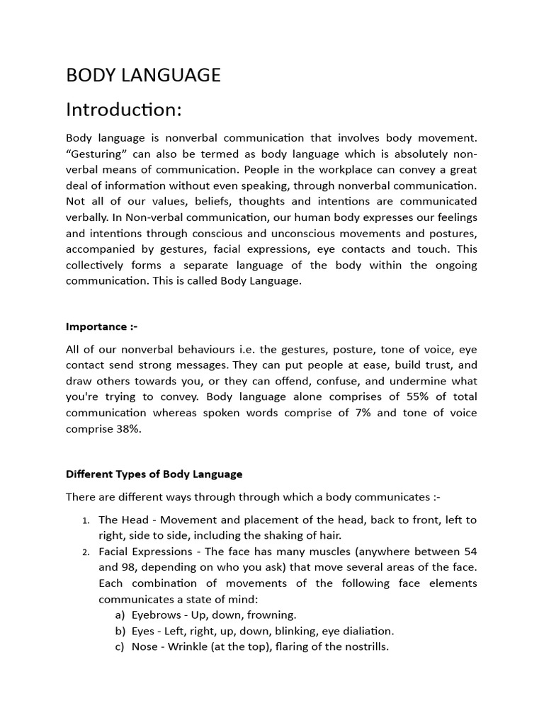 Body Language | PDF | Body Language | Nonverbal Communication