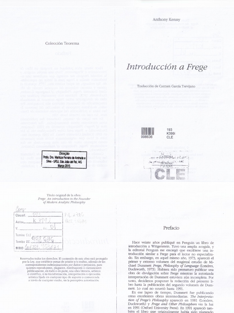 Anthony Kenny - Introducción a Frege (Spanish Edition)-Ediciones ...