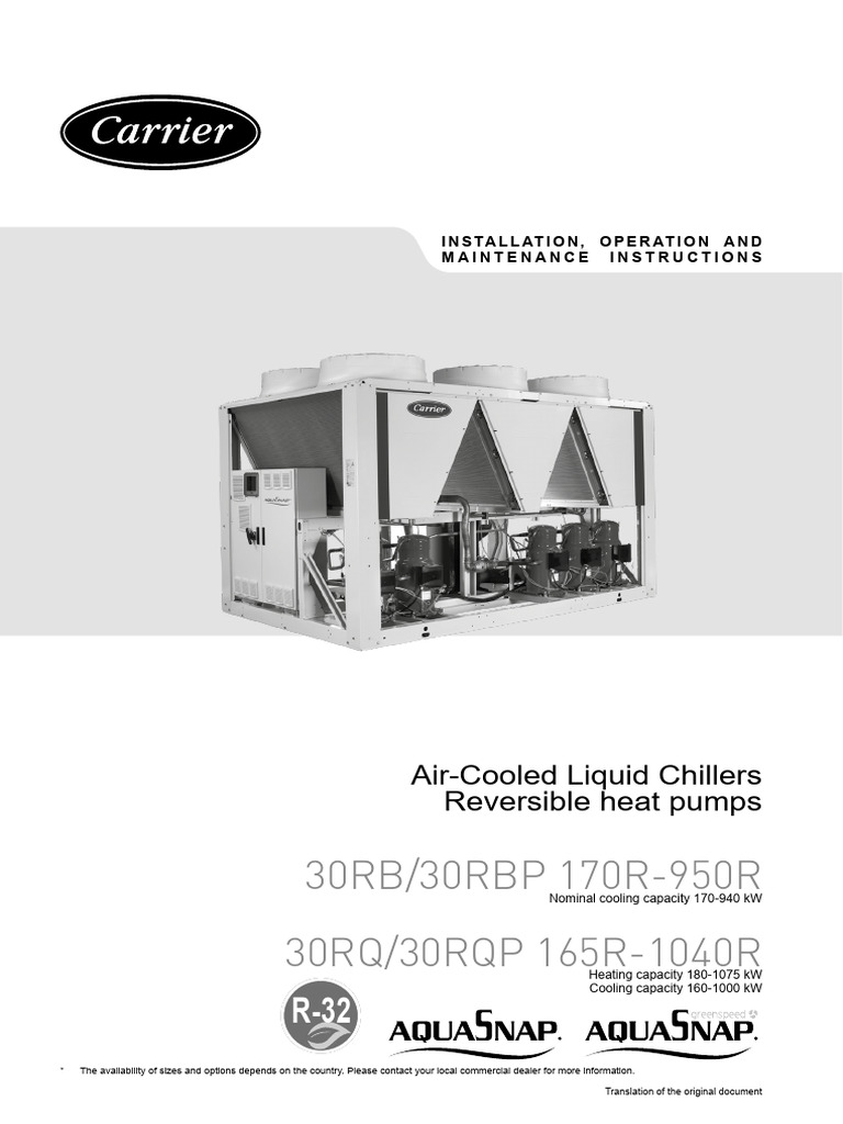 30RB/30RBP 170R-950R 30RQ/30RQP 165R-1040R: Air-Cooled Liquid Chillers ...