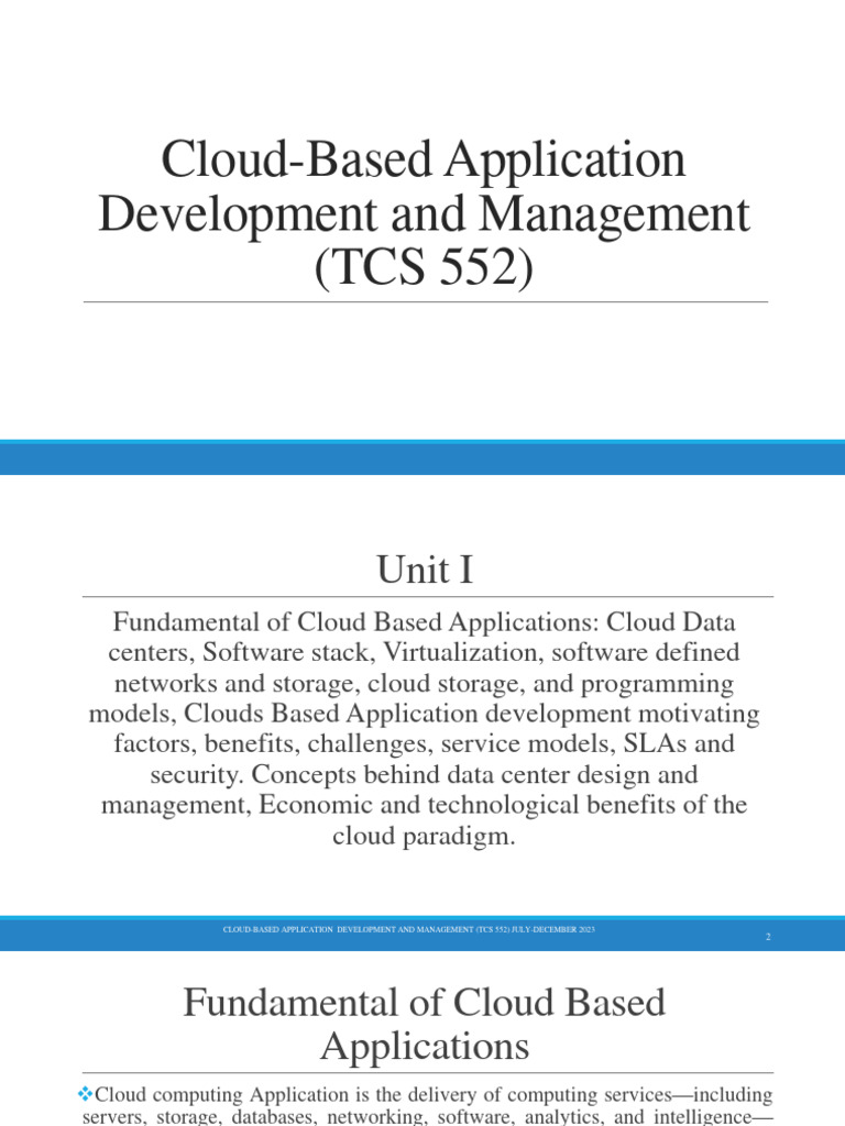 Unit I - TCS 552 | PDF | Cloud Computing | Computer Network
