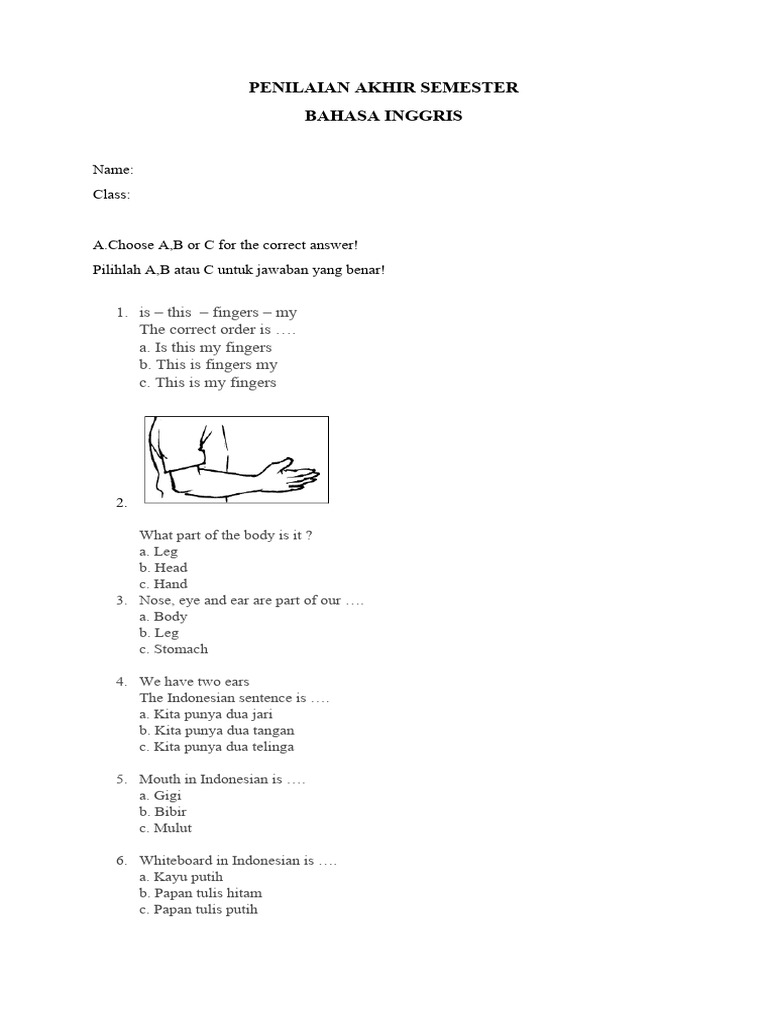 PENILAIAN AKHIR SEMESTER Kelas 3 Bruu | PDF | Languages | Foreign ...
