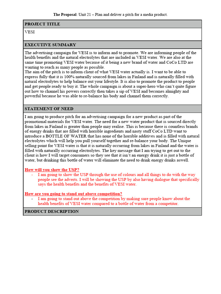Pitch Proposal (M2) Evidence QUESIONS ANSWERED | PDF | Advertising ...