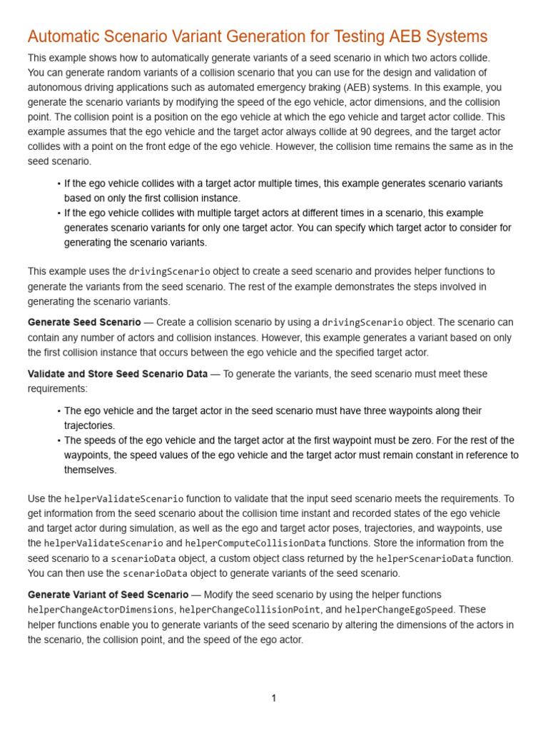 Automatic Scenario Variant Generation Example | PDF | Curvature | Speed