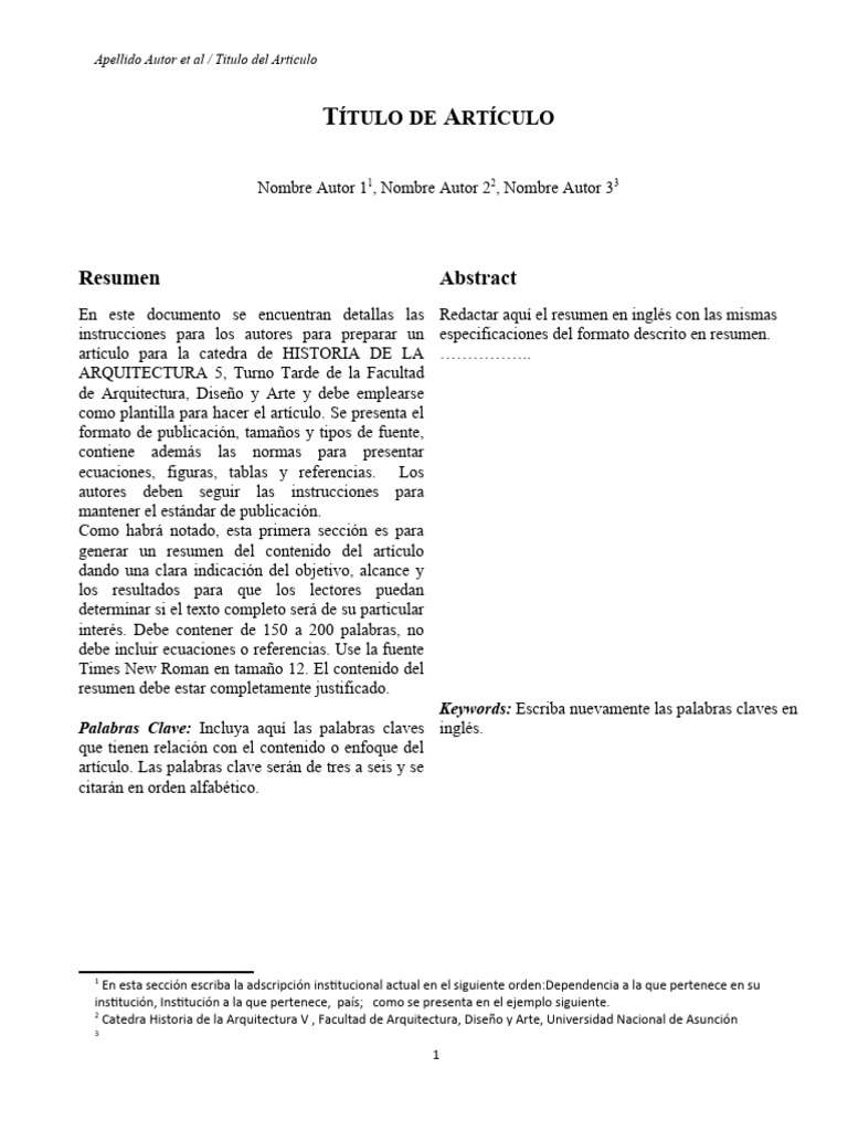 FORMATO ARTICULO CIENTIFICO | PDF | Sumario abstracto) | Comunicación ...