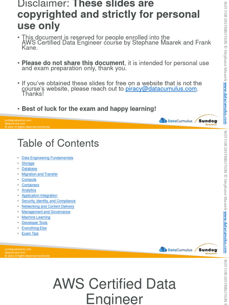 Aws Certified Data Engineer Slides | PDF | Amazon Web Services | Data ...
