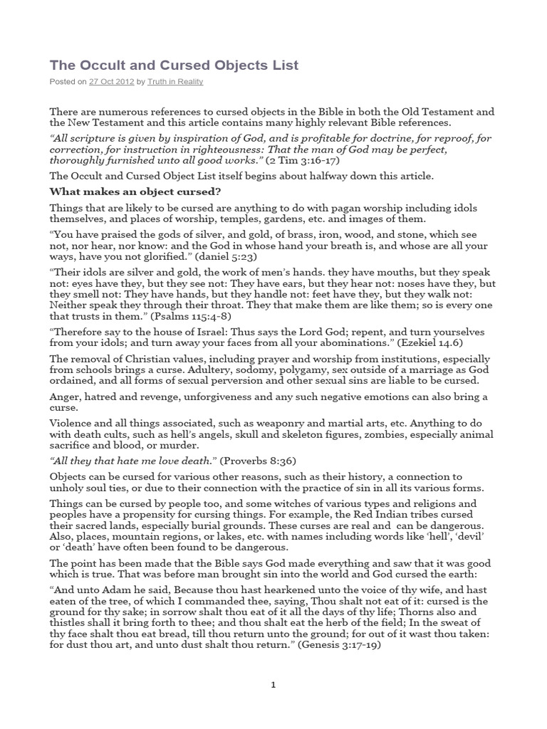 The Occult and Cursed Objects List | Download Free PDF | Deliverance ...