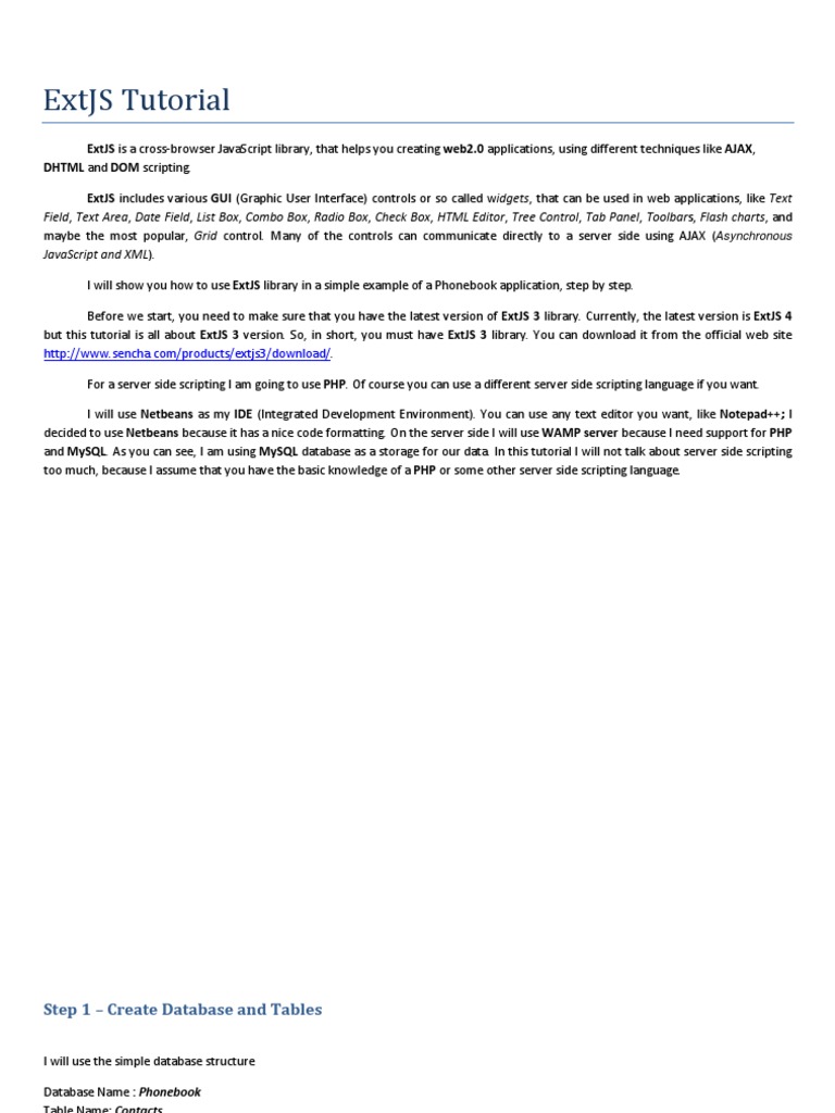 Extjs English - Step by Step Phonebook Application | PDF | Ext Js | Dynamic Html