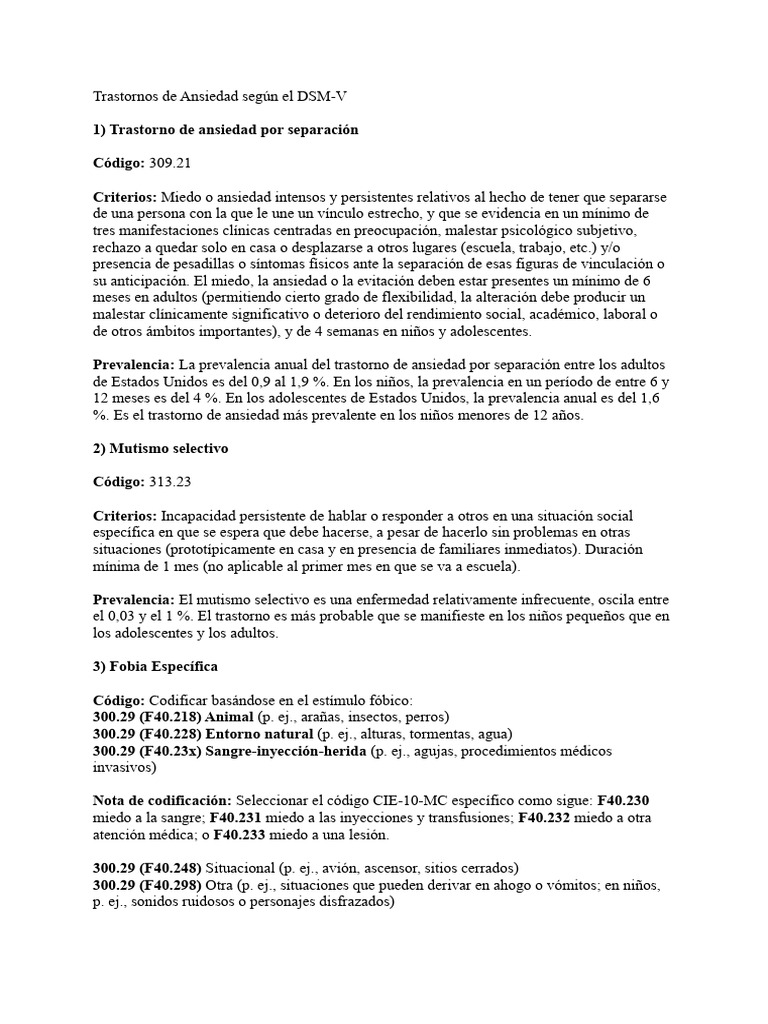 Trastornos de Ansiedad Según El DSM | PDF | Ansiedad | Trastorno de ansiedad