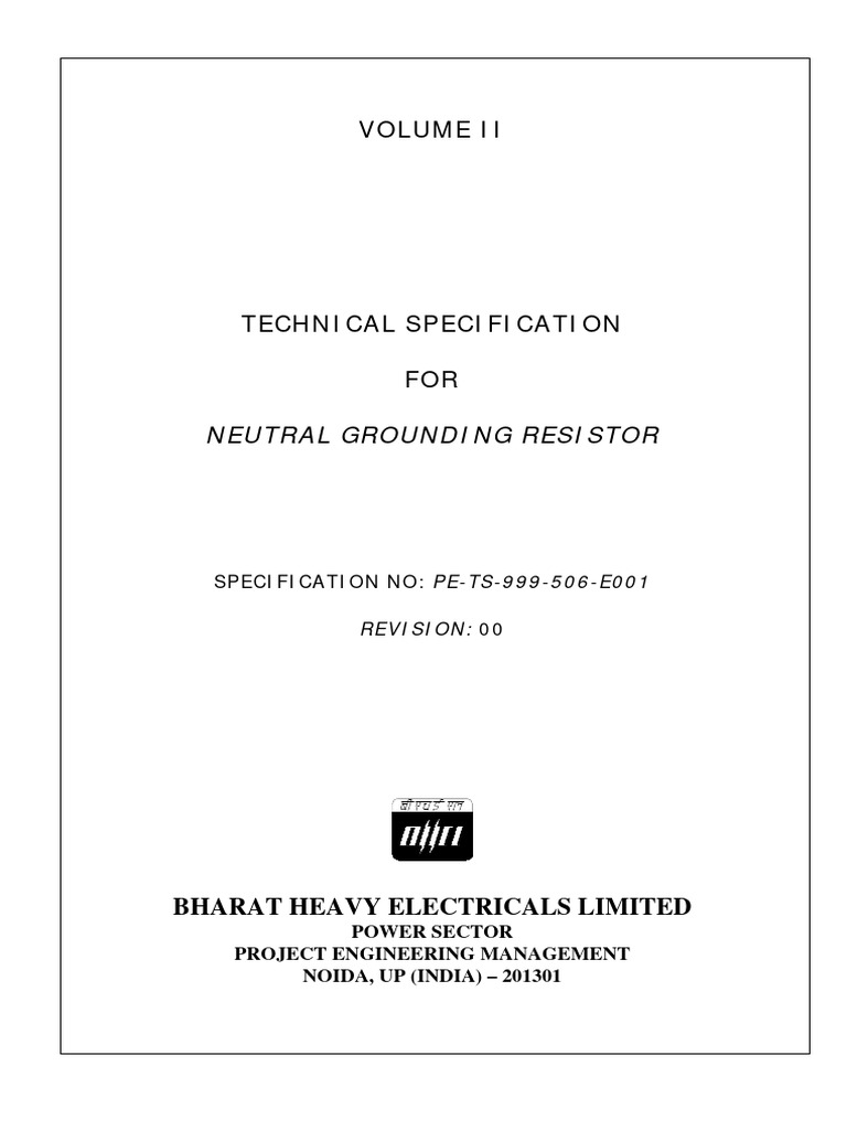 Technical Specification NGR | PDF | Resistor | Specification (Technical ...