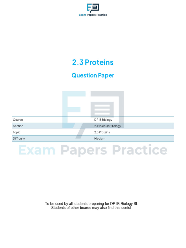 IB Biology: Proteins Exam Questions | PDF | Proteins | Amino Acid