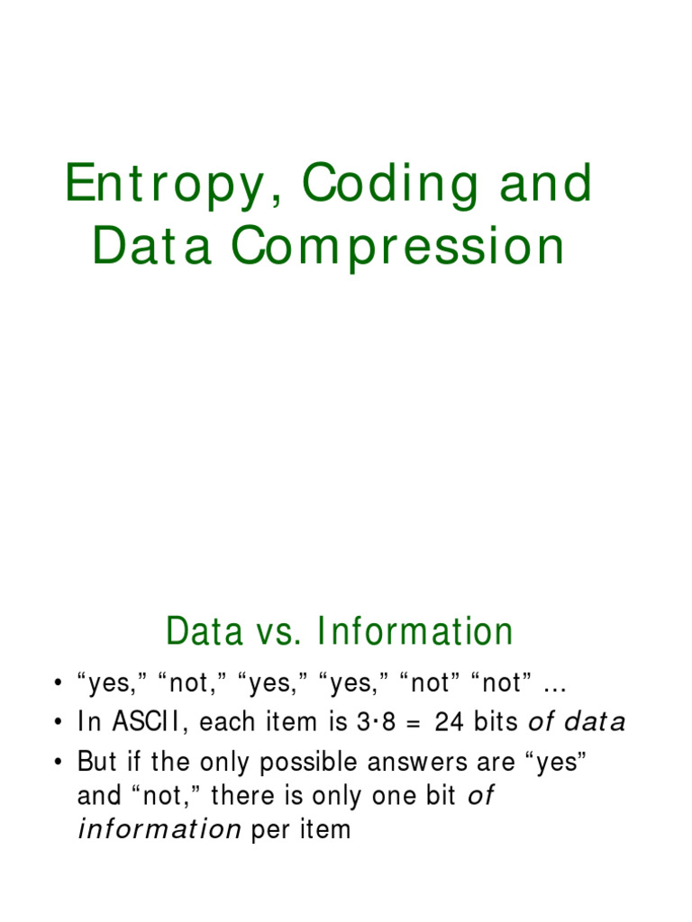 Entropy Coding And Data Compression Pdf Data Compression Bit