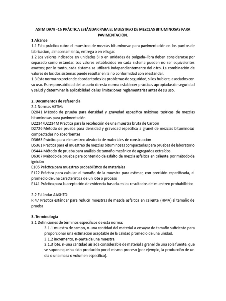 Astm d979 Traducida | PDF | Muestreo (Estadísticas)
