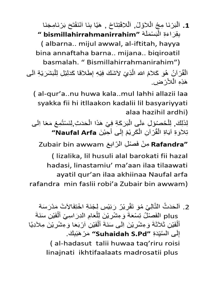 Mc Bahasa Arab Perpisahan | PDF