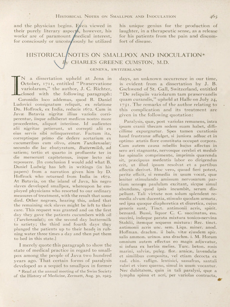 History of Smallpox Inoculation | PDF | Inoculation | Smallpox