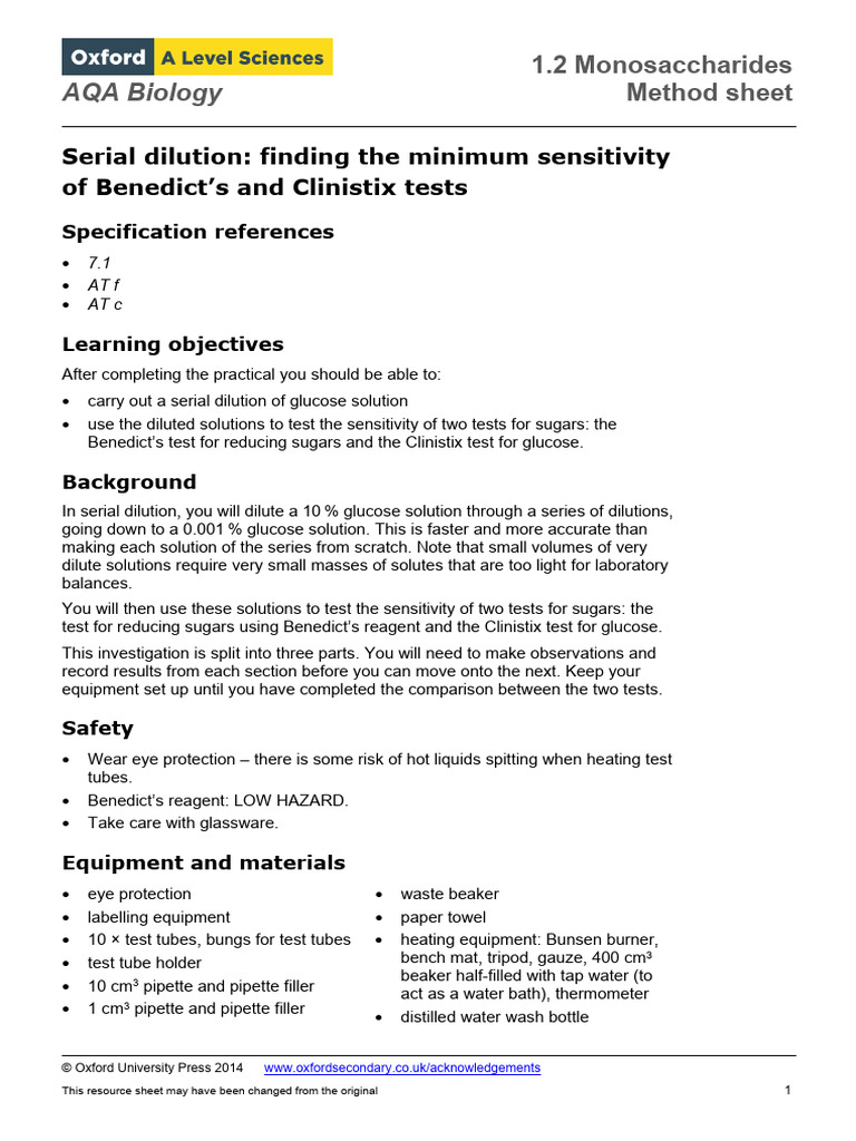 Serial Dilution Pdf Glucose