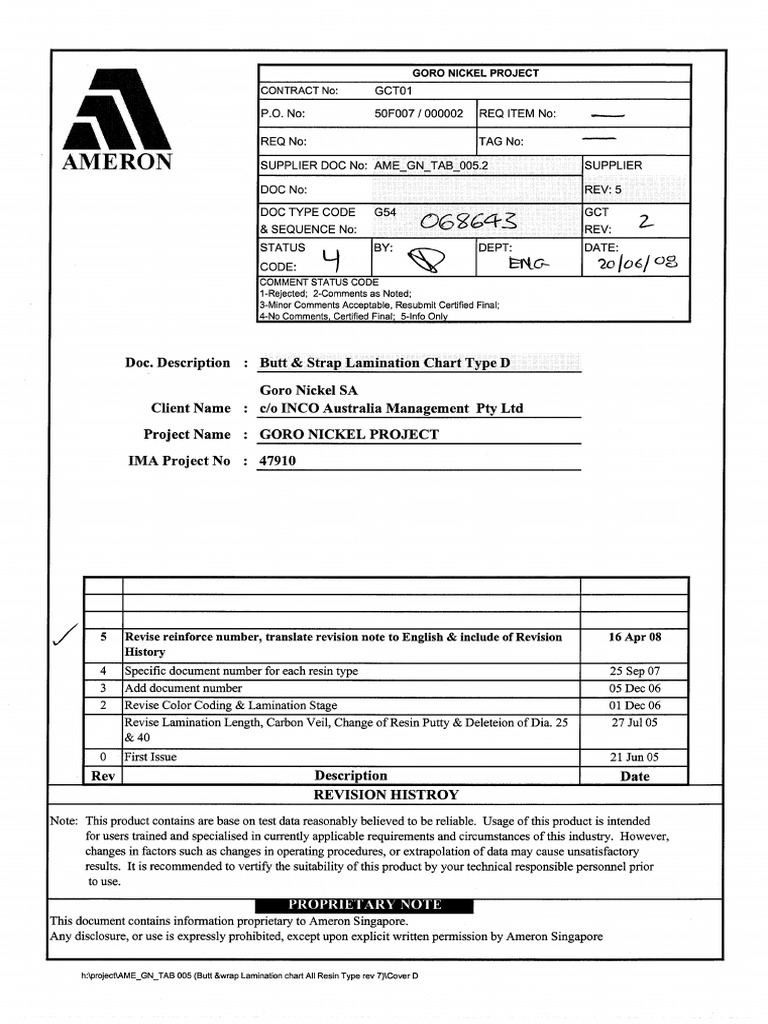AMERON - Butt and Strap Lamination Chart Type D | PDF