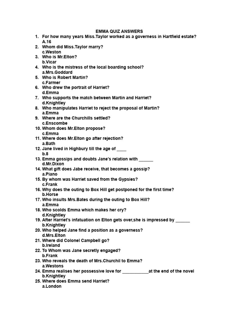 EMMA QUIZ SJP Daddy Ans | PDF