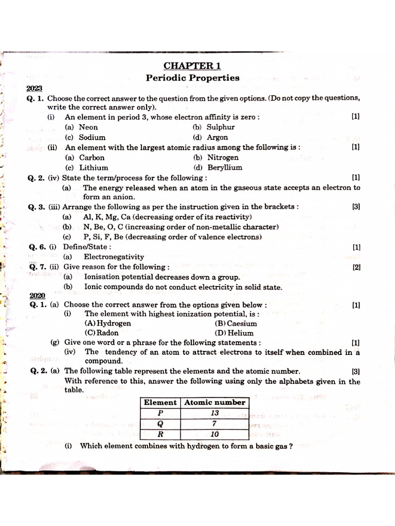 Chemistry PYQ's With Answers | PDF