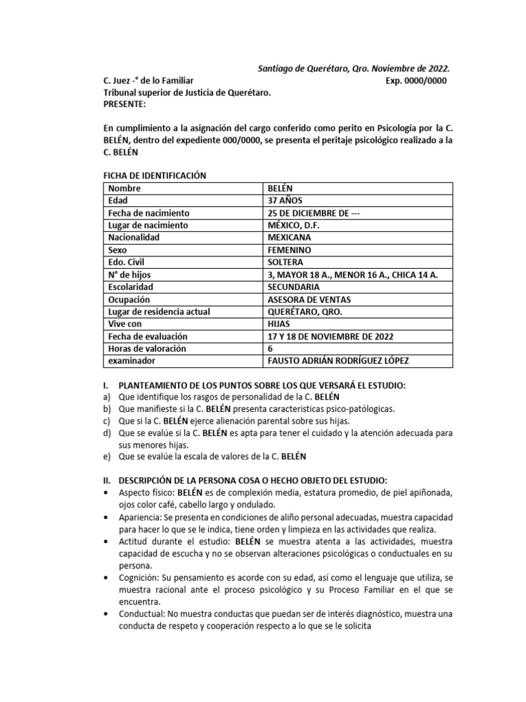 Ejem. Informe DX | PDF | Comportamiento | Mente
