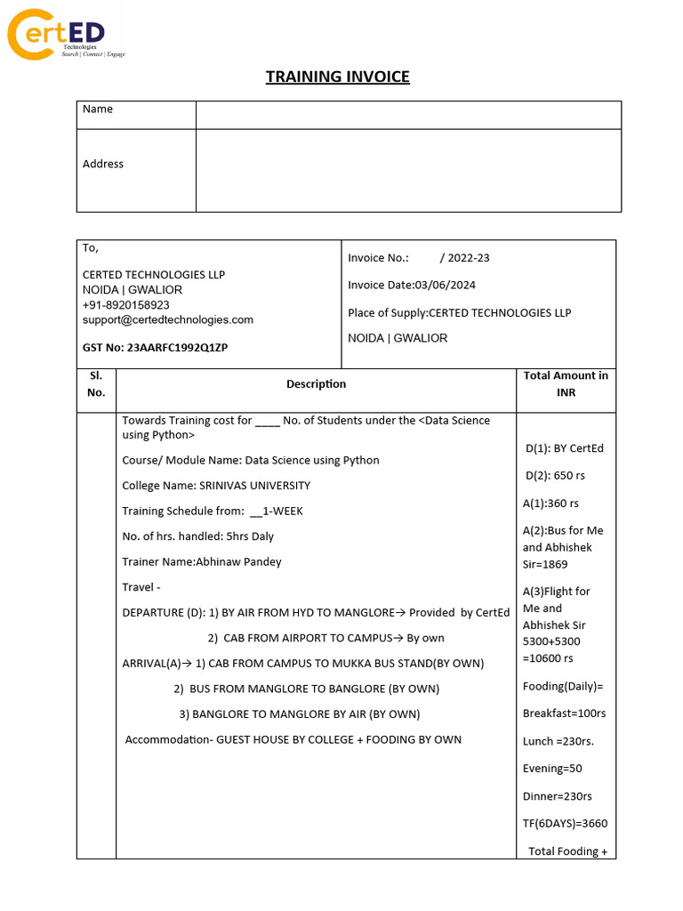 Certed Technologies Invoice | PDF