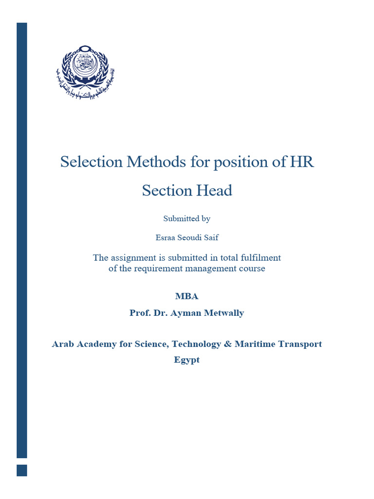 Selection Methods for Position of HR | PDF | Cognition | Neuroscience