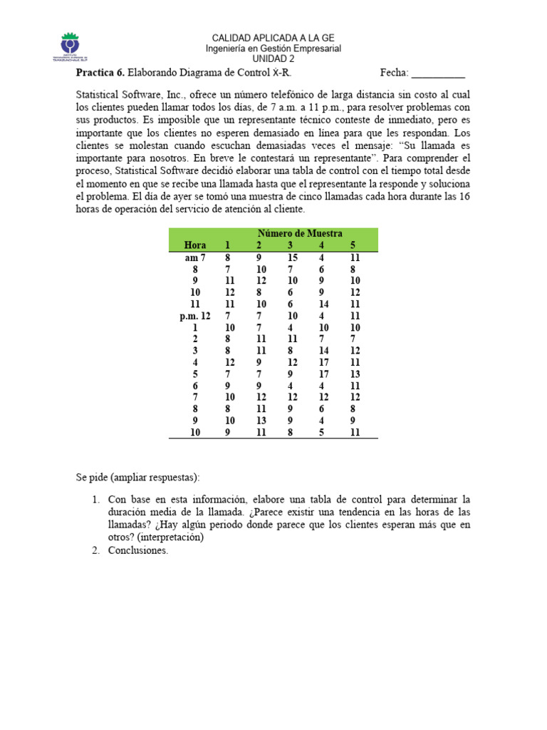 Practica 6 Diagrama de Control M2 | PDF | Informática | Business