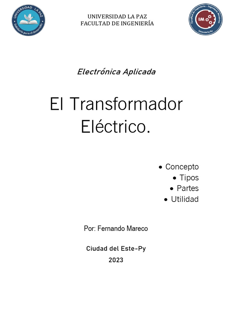 Transformador | PDF | Transformador | Corriente eléctrica