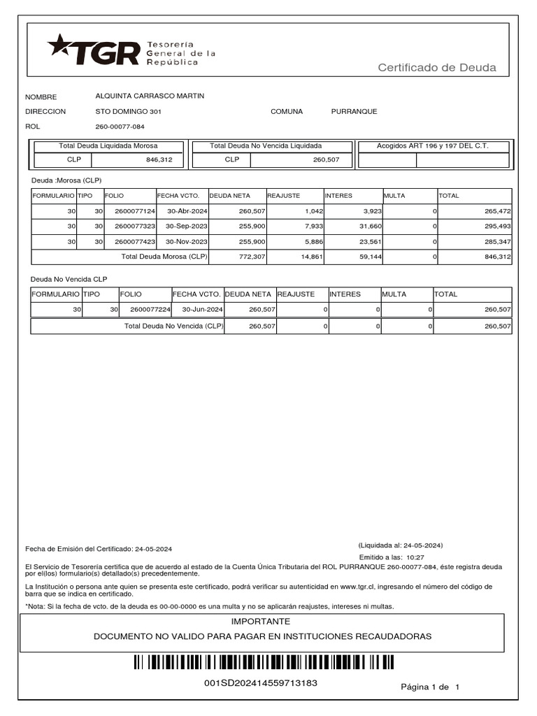 Certificado TGR | PDF