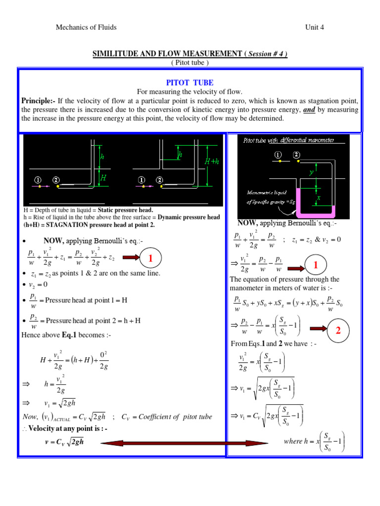 4.1 4.Pitot tube | PDF | Pressure | Fluid Dynamics