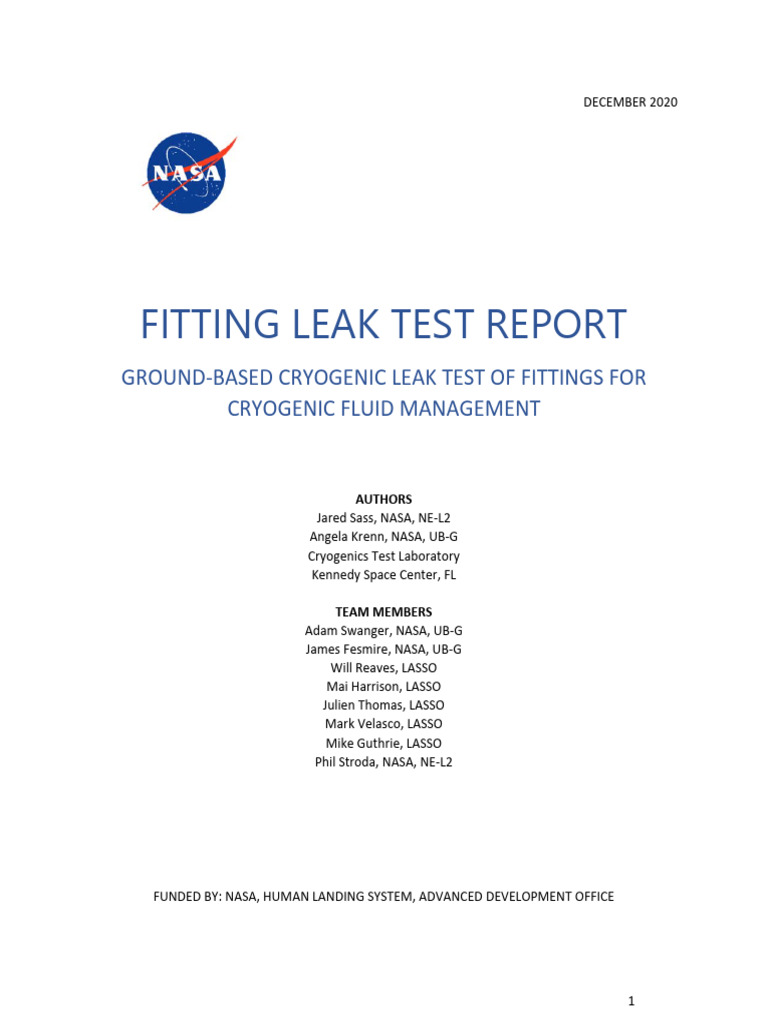 Fitting Leak Test Report Public Release - Dec 2020 | PDF | Spaceflight