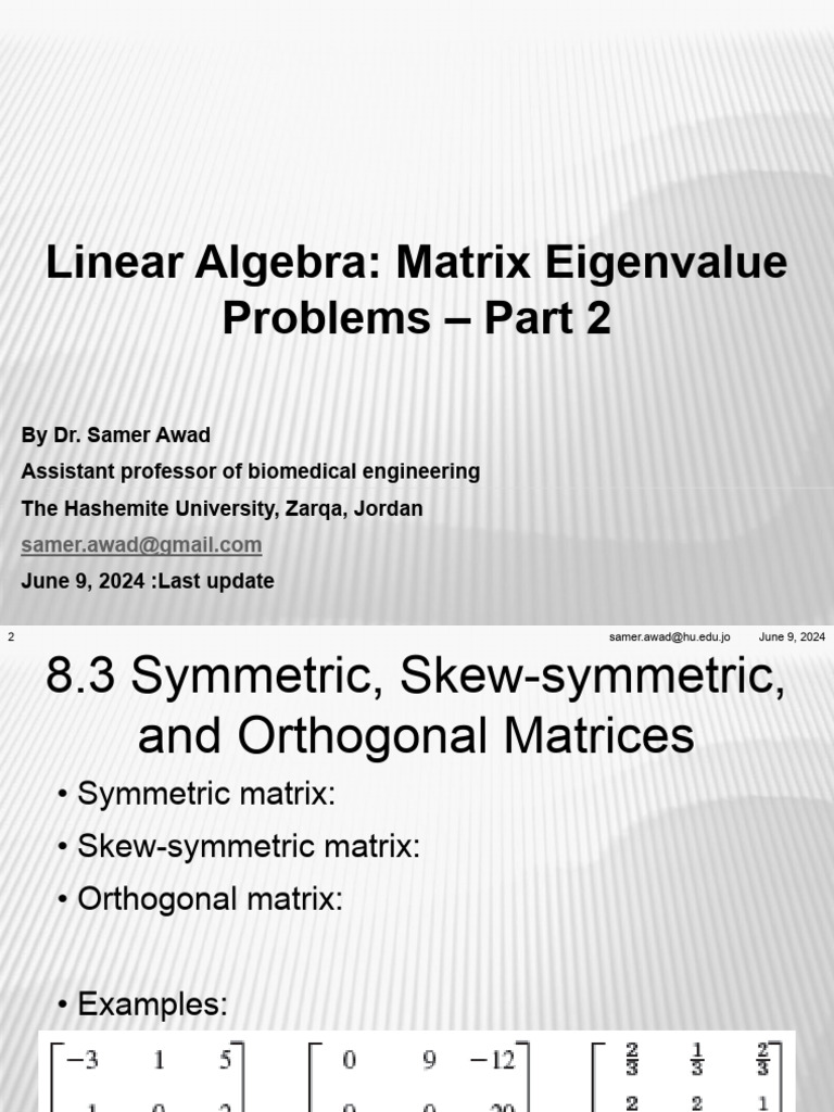 Eigen Value Part 2 | PDF | Eigenvalues And Eigenvectors | Matrix (Mathematics)