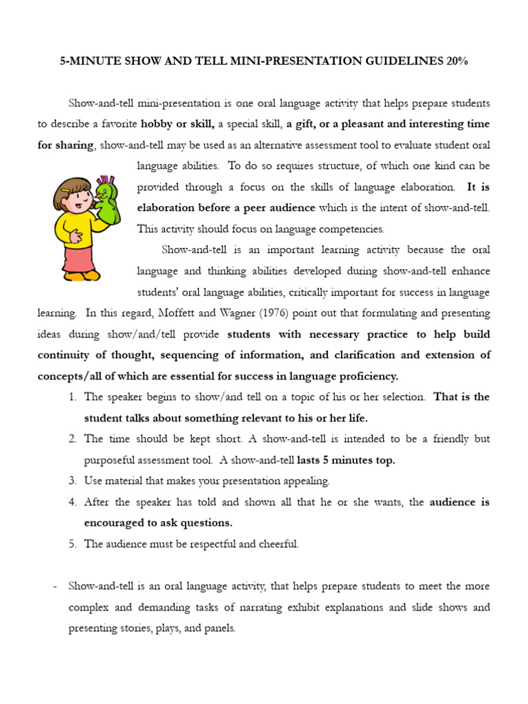 5 Minute Show and Tell Mini-Presentation 20% | PDF | Thought | Information
