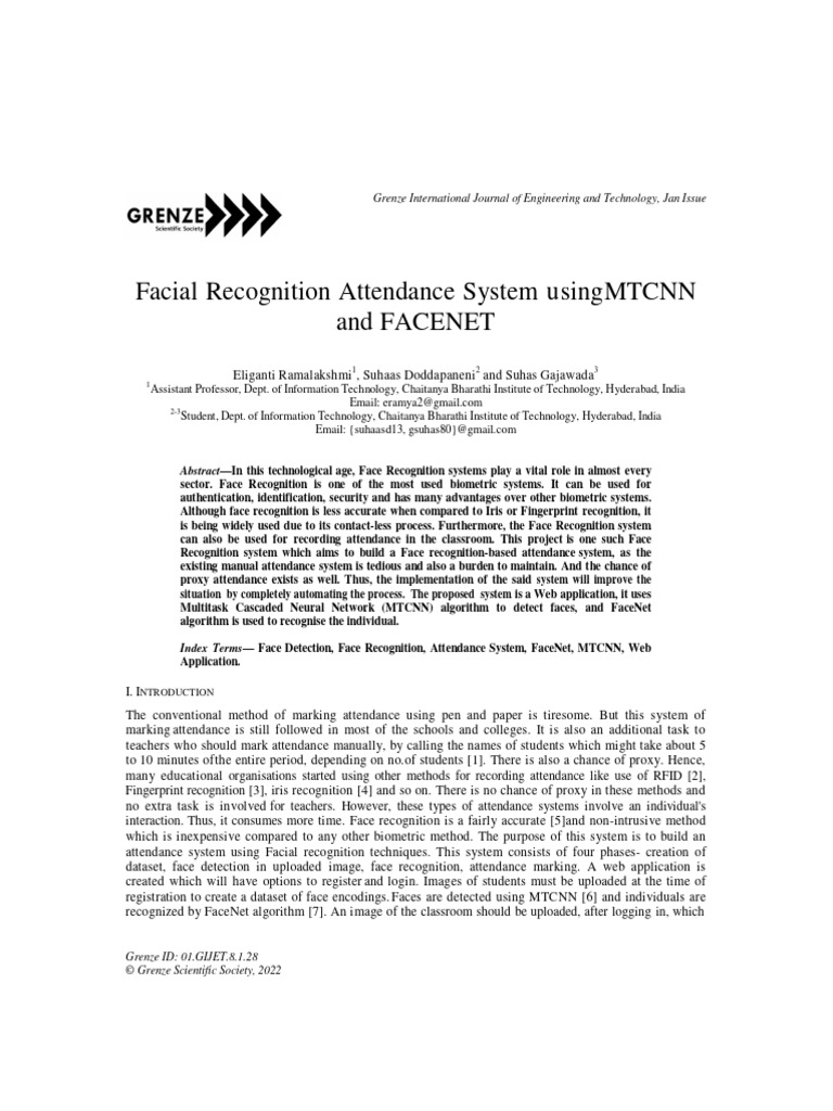 Facial Recognition Attendance System Usi Download Free Pdf