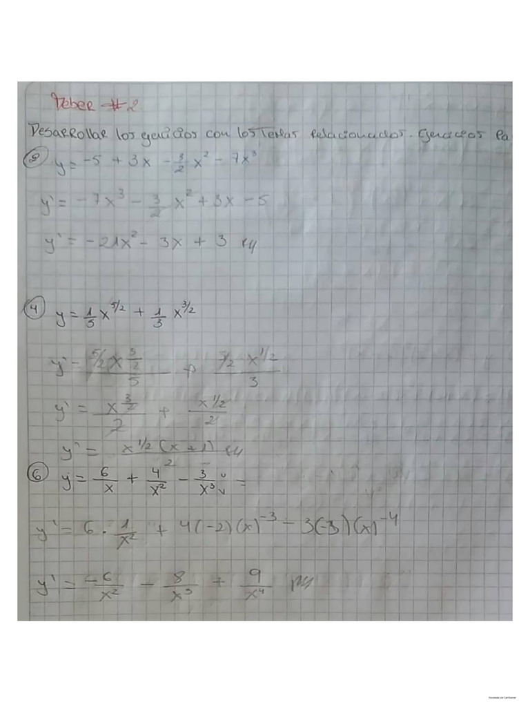 U1 S2 Tarea 2 Repaso de Derivada (Funciones Algebraicas) | PDF