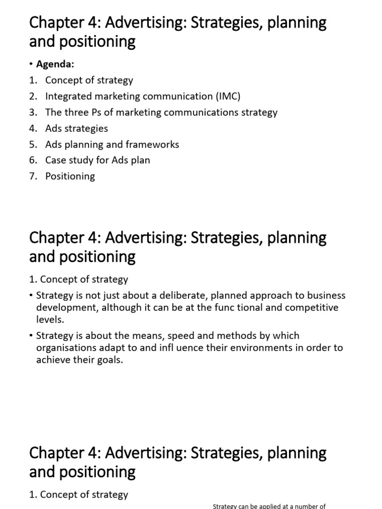 Ads - Chapter 4 - Ads Strategies, Planning and Framework | PDF ...